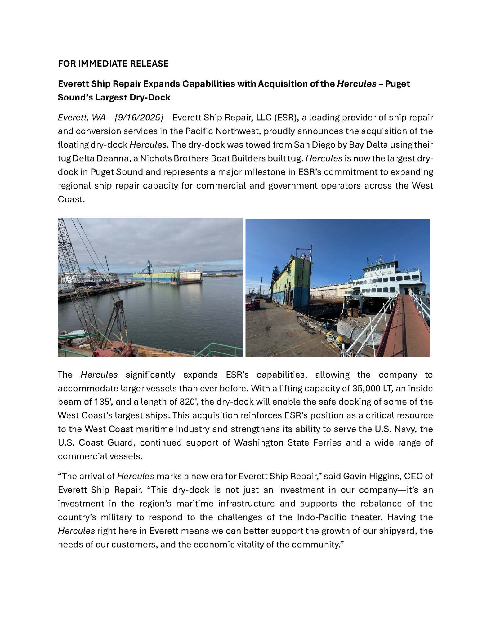 Everett Ship Repair expands capabilities with acquisition of the ...